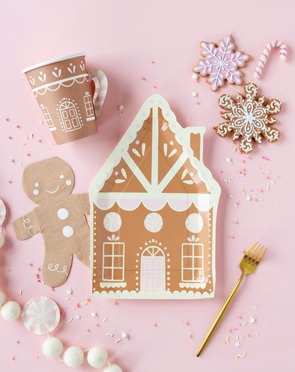 GINGERBREAD HOUSE SHAPED PAPER PLATE – Kedziefest Parties